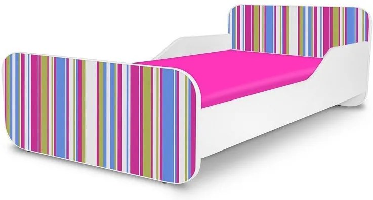 Dětská postel - Růžové proužky - small kwadra - 140 x 70 cm