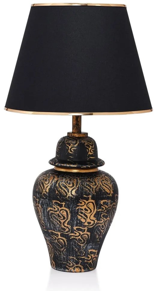 Černá/ve zlaté barvě stolní lampa s textilním stínidlem (výška 54 cm) Derin – Opviq lights