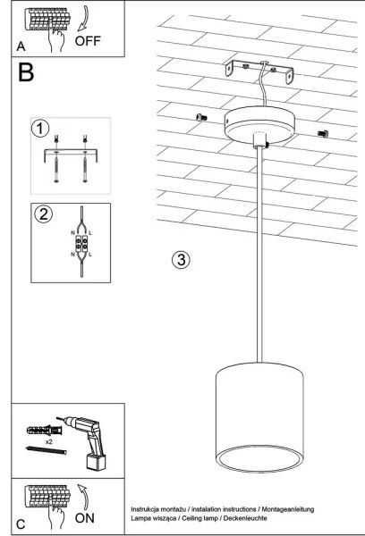 Sollux SL.0052 - Lustr na lanku ORBIS 1 1xGU10/40W/230V šedá
