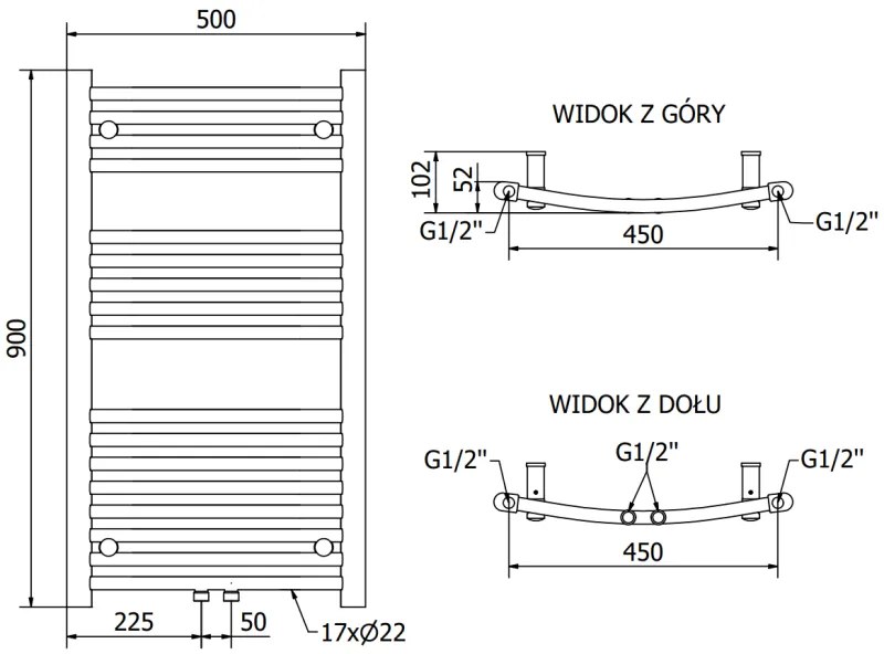 Mexen Ares, topné těleso 900 x 500 mm, 372 W, bílá, W102-0900-500-00-20