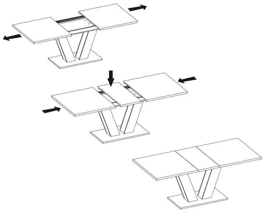 Rozkládací jídelní stůl Moteon 150x90 cm, šedý/šedý, podnož V