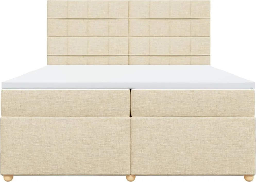 Box spring postel s matrací krémová 200x200 cm textil 3293692