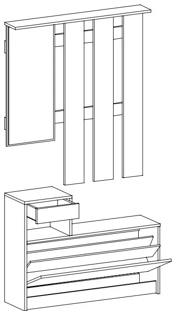 Předsíňová stěna ORION dub sonoma/bílá