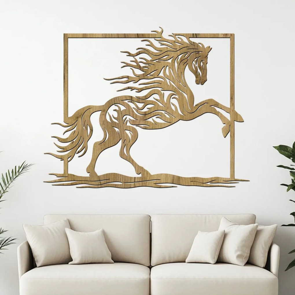 dřevo života Dřevěný obraz HORSE Zvolte rozměr (cm): 80x62, Zvolte barvu dekoru: Černá