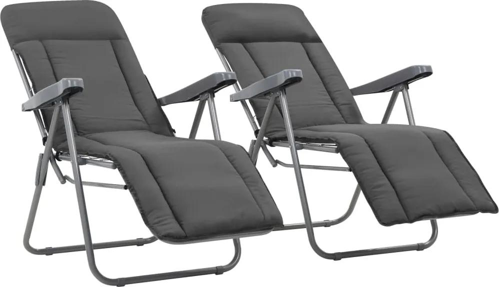 vidaXL Skládací zahradní židle s poduškami 2 ks [44321] Barva: Černá