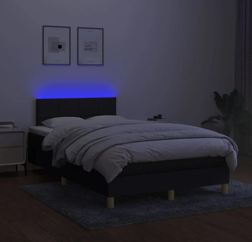 vidaXL Box spring postel s matrací a LED 120 x 200 cm textil [3133704] Barva: Tmavě šedá