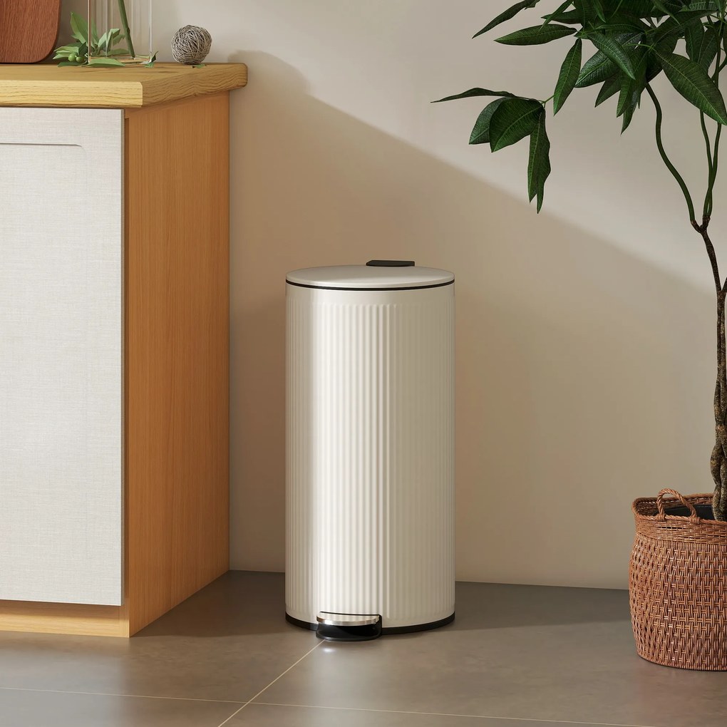 HOMCOM Koš na odpadky 30 L nášlapný s víkem Softclose a pedálem, vnitřní kovový kbelík, černý, 36 x 30 x 60,5 cm 851-063V00CW