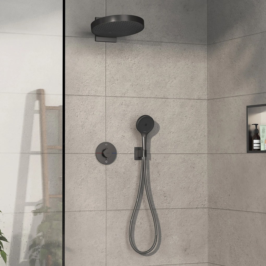 Hansgrohe ShowerSelect Comfort S, termostat pod omítku pro 2 spotřebiče, kartáčovaný černý chrom, HAN-15554340