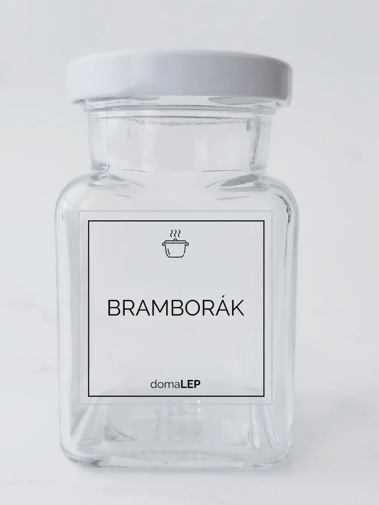 Samolepka na kořenky BRAMBORÁK průhledná  5 × 5 cm základní písmo