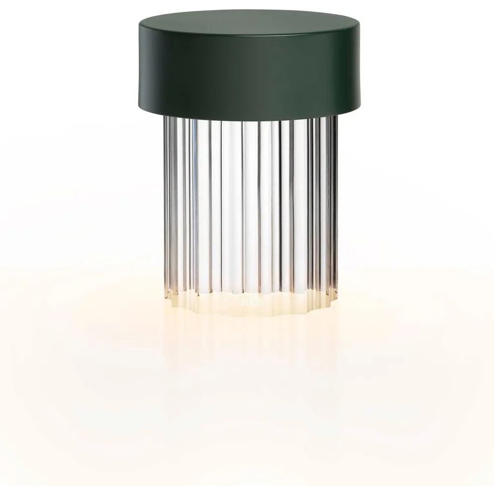 Flos F3694039 Last Order Fluted, bateriová lampička matná zelená, 2,5W LED 2700K stmívatelná, výška 14,2cm
