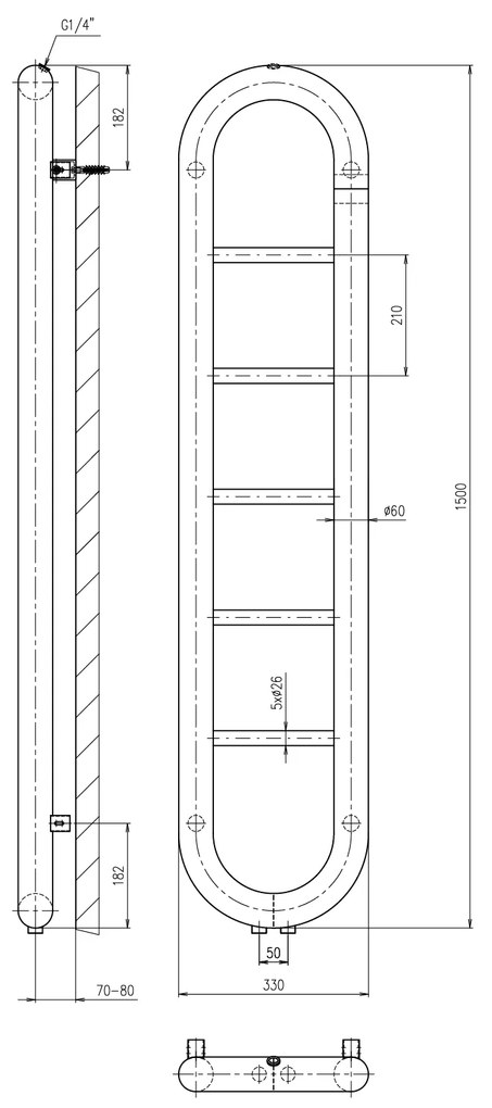 Sapho Horizon otopné těleso 330 x 1500 mm černá mat IR195