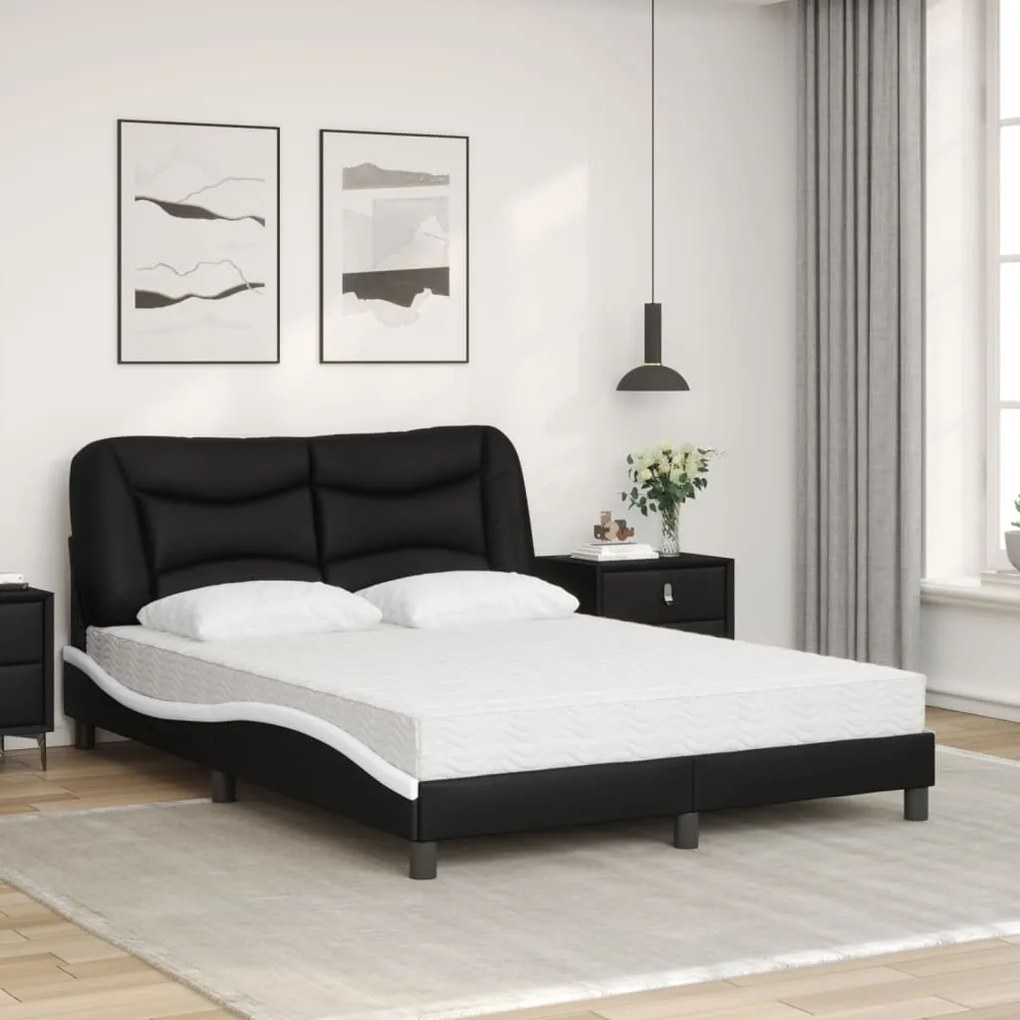 Postel s matrací Hvar černá a bílá 120 x 200 cm umělá kůže 3208715