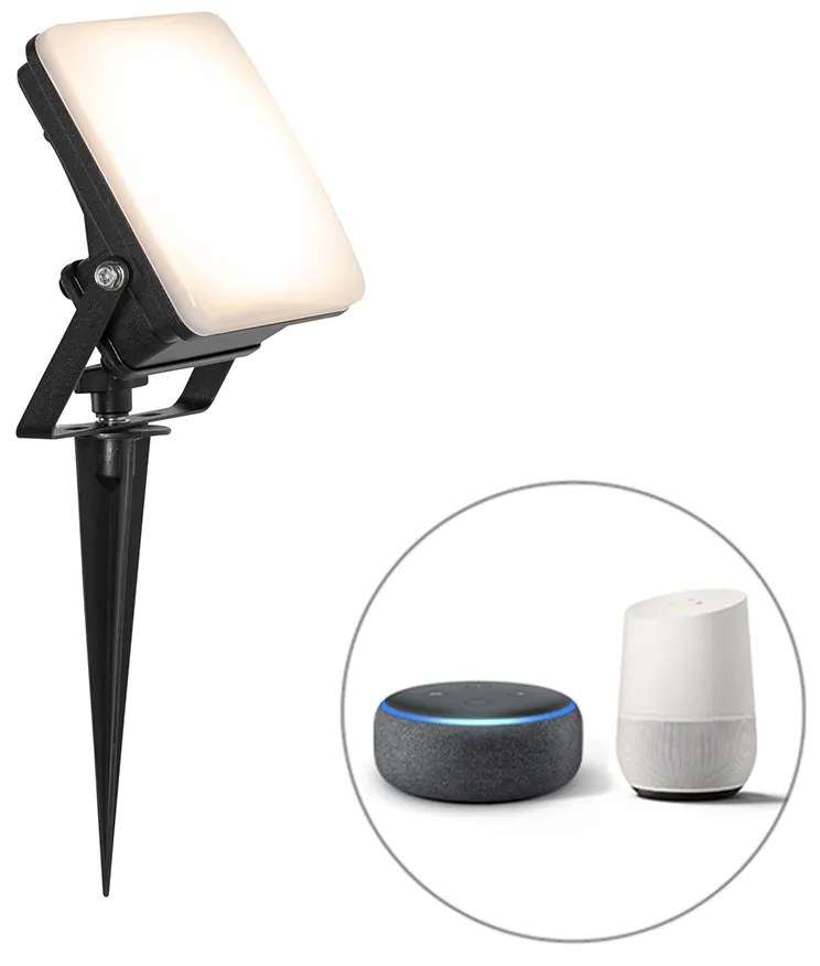 Chytré bodové světlo černé 12,8 cm vč. LED IP65 se zemním hrotem - Ruud