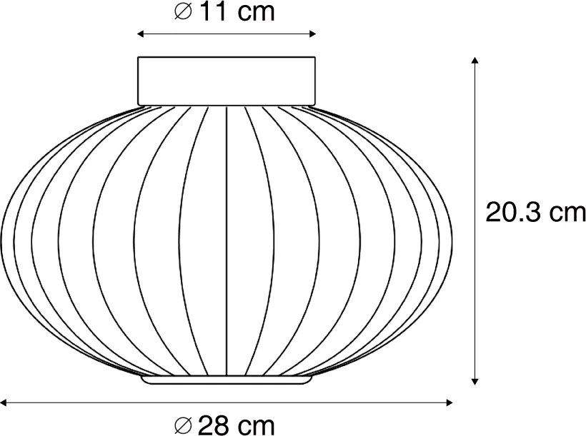 Designové stropní svítidlo černé 28 cm s fialovým sklem vč. LED 3-stupňové stmívatelné - Margherite