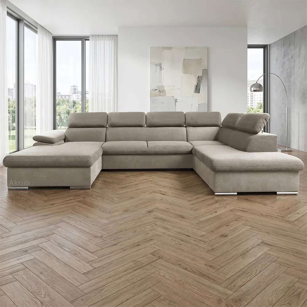 Sedací souprava COOL II | 191x343x220 cm | rozkládací + 2x úložný prostor | LEVÁ | lounge 03 šedobéžová