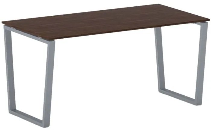 Kancelářský stůl PRIMO IMPRESS, 160x80 cm, šedostříbrná podnož, ořech