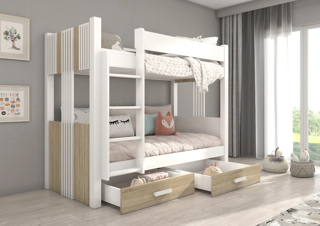 ADRK Furniture Patrová dvoulůžková postel s matracemi ARTA 180x80 CH-ARTA-W_S-M-180