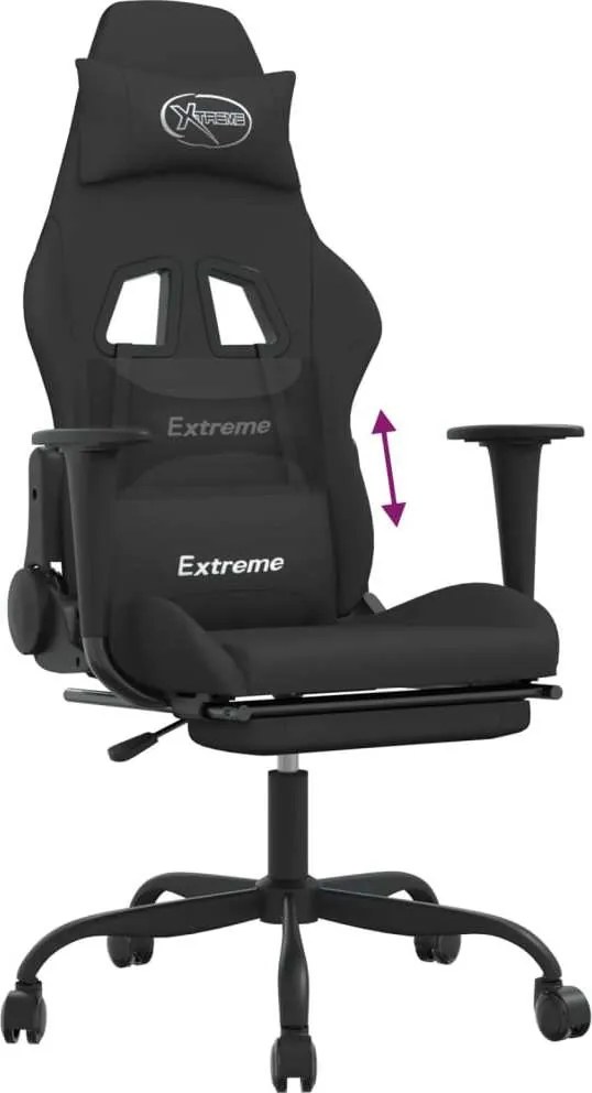 vidaXL Herní židle s podnožkou textil [3143725] Barva: Černá a maskáčová