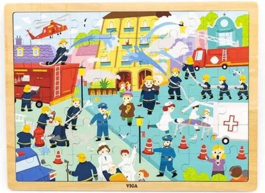 Dřevěné puzzle 48 dílků Viga Hasiči