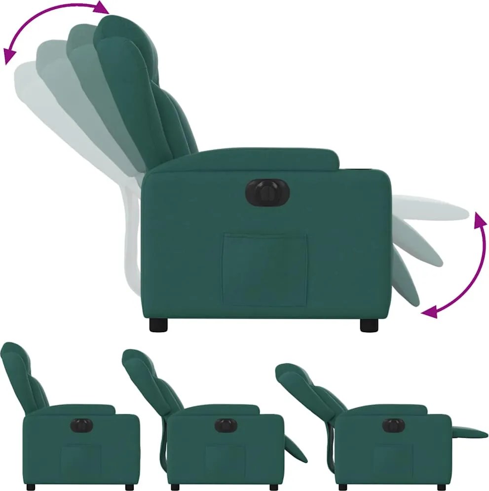 Elektrické polohovací křeslo tmavě zelené textil 3204464