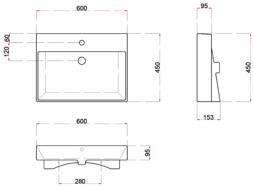 Sapho Sapho, KARE 60 keramické umyvadlo nábytkové 60x46cm, bílá, 17060
