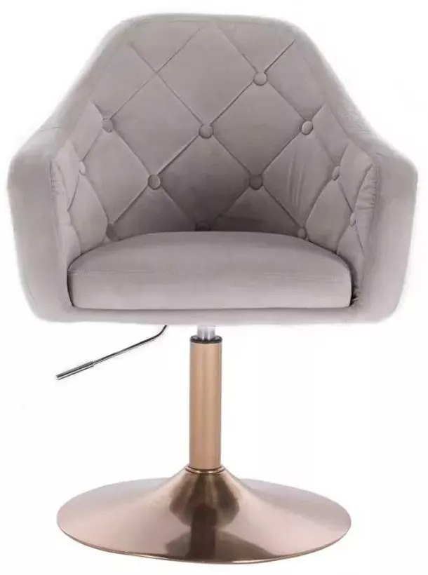 LuxuryForm DESIGN Otočné křeslo ANDORA VELUR na zlatém talíři - světle šedé