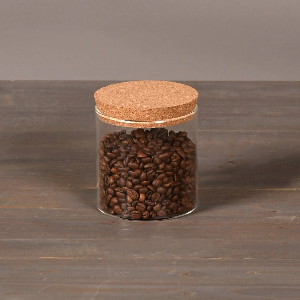 Skleněná kuchyňská dózá s korkovým víkem, 500 ml