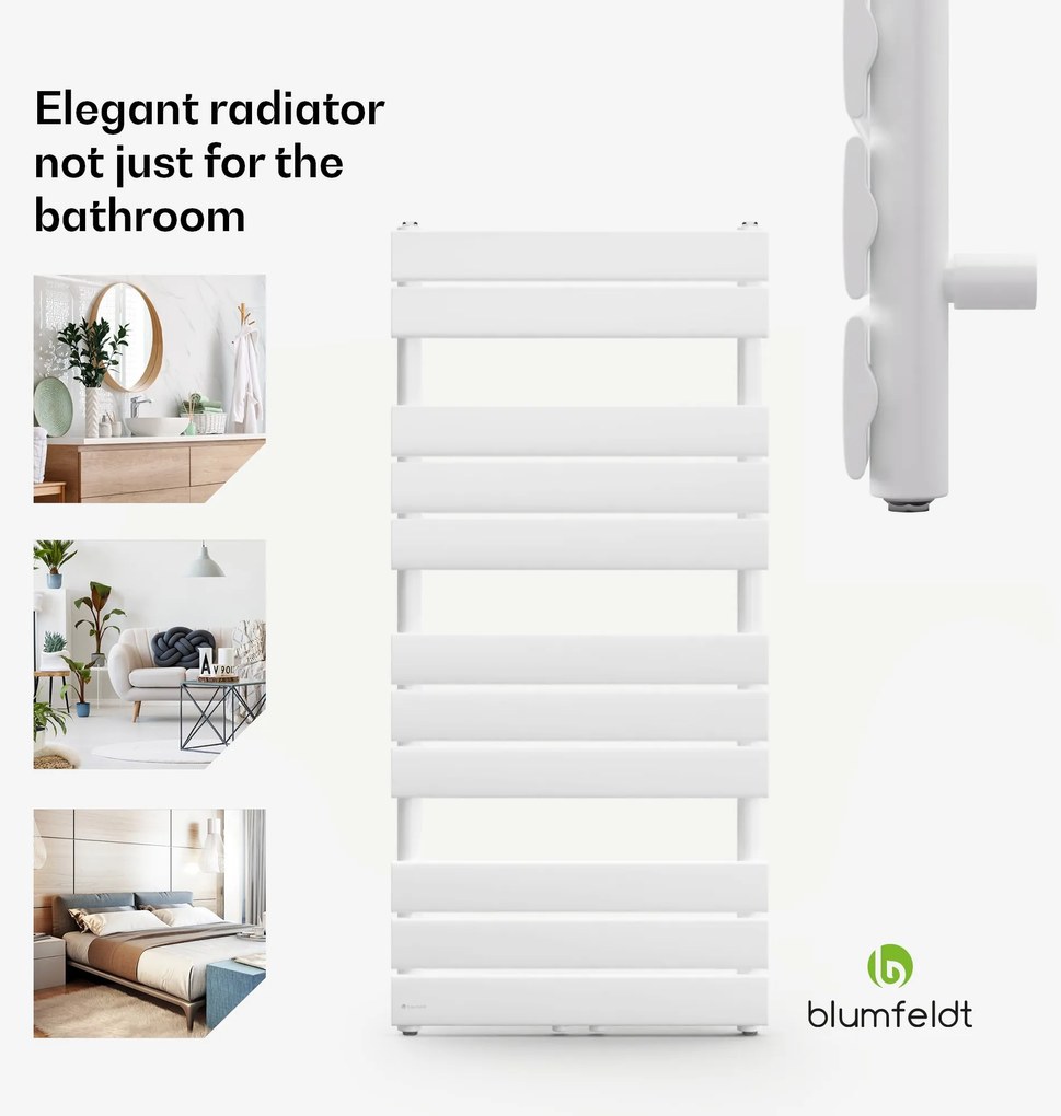 Blumfeldt Fairmont, 50 x 107, radiátor, 509 W, teplá voda, 4 držáky na ručníky, 1/2"