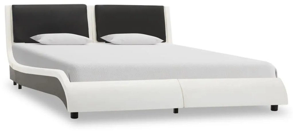 280464 vidaXL Rám postele bílý a černý umělá kůže 135 x 190 cm