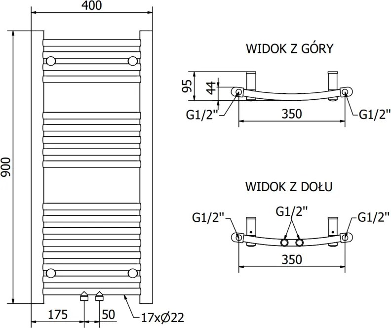 Mexen Ares, topné těleso 900 x 400 mm, 312 W, bílá, W102-0900-400-00-20