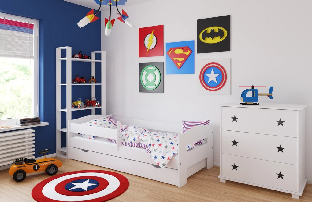 BabyBeds Dětská postel ADAS Velikost postele: 160x80 cm, Barevné provedení: Modrá, Úložný prostor: Ano, s úložným prostorem Bílá