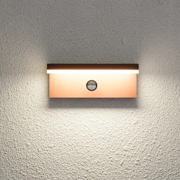 Brilagi-LED Venkovní nástěnné svítidlo se senzorem TESSI LED/10W/230V hnědá IP54