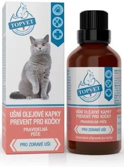 Ušní kapky Prevent pro kočky TOPVET 50ml