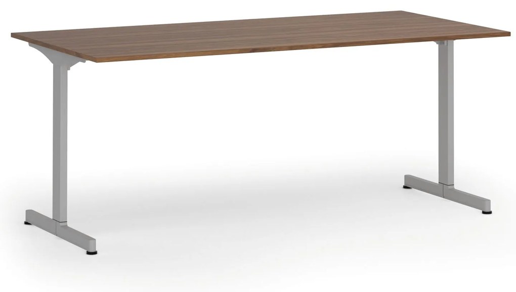 Kancelářský stůl PRIMO BETA, 180x90 cm, šedá podnož, ořech