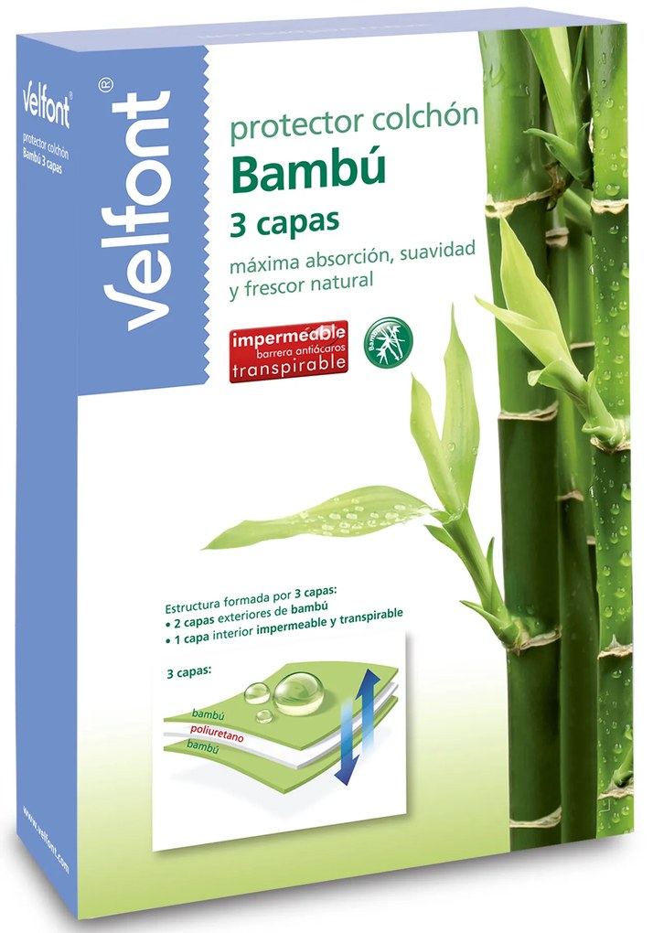 Velfont bambus jersey nepropustné prostěradlo 3 vrstvé 90x200 cm