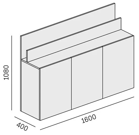 Kancelářská přístavná skříňka ke stolu LAYERS, dlouhá, dub přírodní / dub mořený
