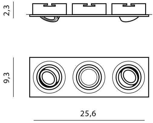 Podledové svítidlo Caro 3 Square hliníkové
