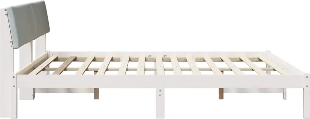 Rám postele s čelo Bílá a světle šedá 200 x 200 cm 3394332