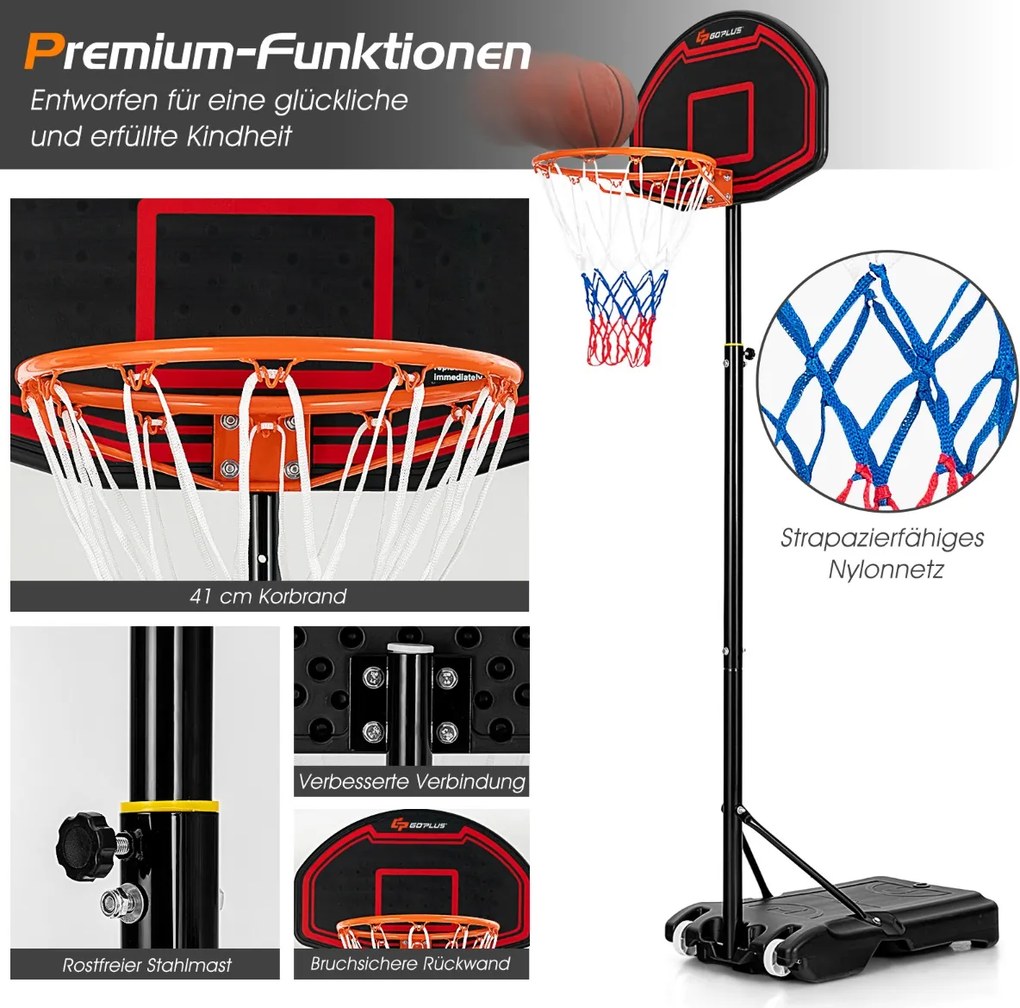 Costway Dětský výškově nastavitelný basketbalový stojan pro vnitřní i venkovní