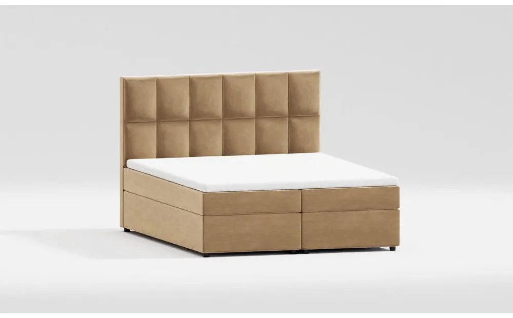 Okrově žlutá boxspring postel s úložným prostorem 160x200 cm Flip – Ropez