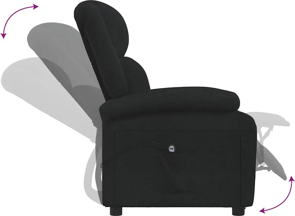 Elektrické polohovací křeslo černé textil 3098355