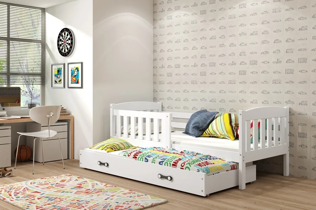 BMS Group Dětská postel s výsuvnou přistýlkou KUBUS bílá Velikost postele: 190x80 cm, Barva šuplíku: Grafit