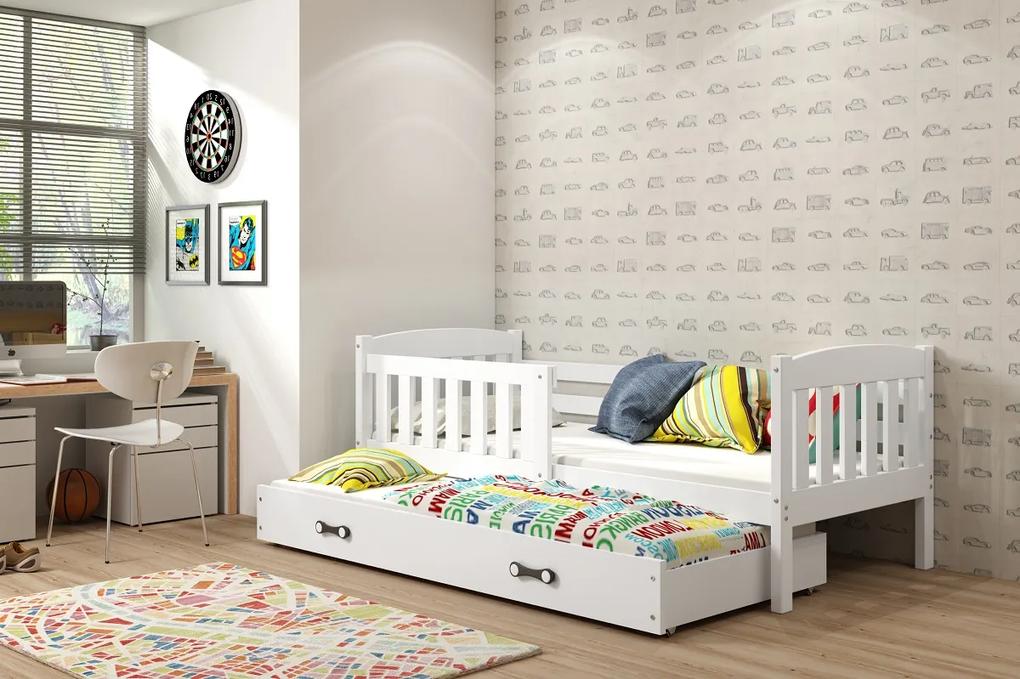 BMS Group Dětská postel s výsuvnou přistýlkou KUBUS bílá Velikost postele: 200x90 cm, Barva šuplíku: Zelená