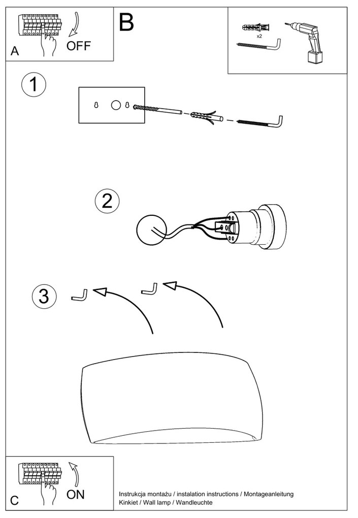 Nástěnné svítidlo Pontius, 1x bílé keramické stínítko, b