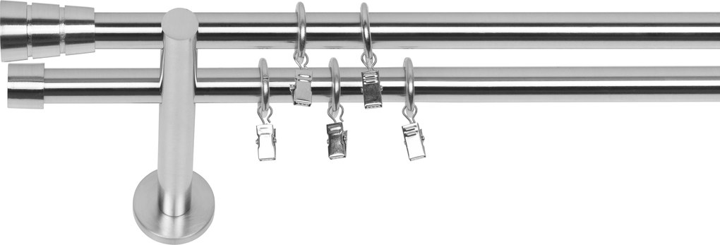 Dekodum Dvouřadá moderní garnýž Walec Basic 19 mm ocelový efekt 200 cm