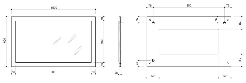 Sapho NIROX zrcadlo v rámu 1000x600mm, dub stříbrný NX106-1111