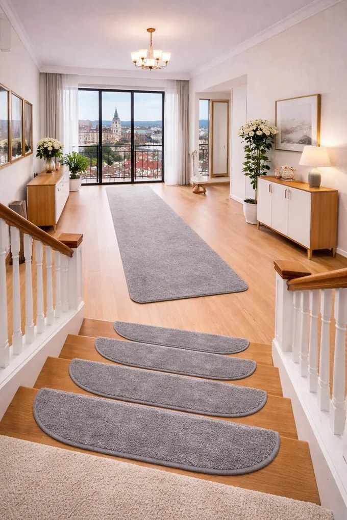 Vopi Nášlapy na schody Eton šedý půlkruh, samolepící - 28x65 půlkruh (rozměr včetně ohybu)