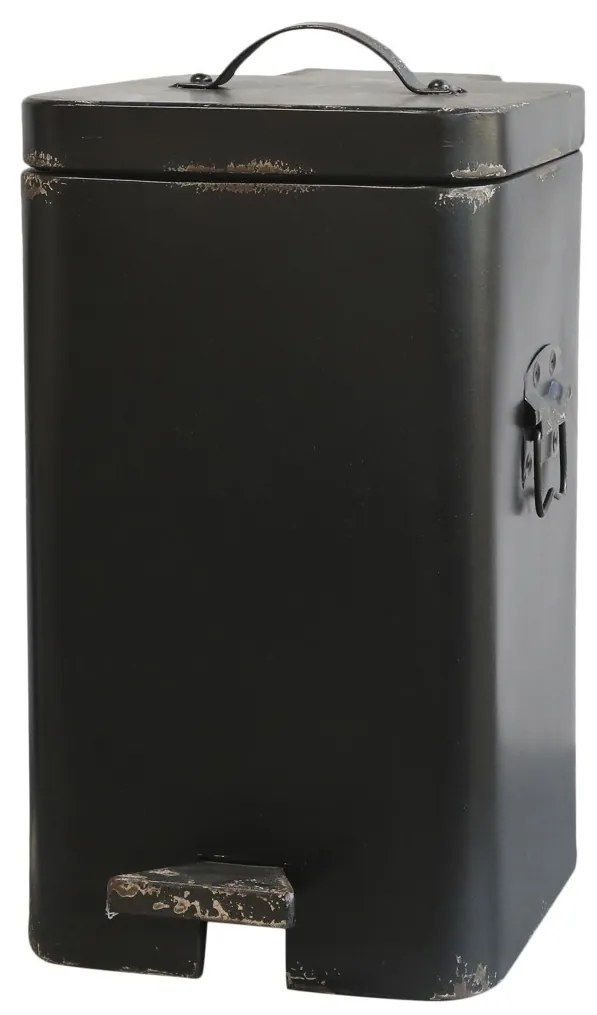 Černý antik odpadkový koš s uchy a pedálem Factory Pedal Bin S - 23*23*40 cm/ 13L