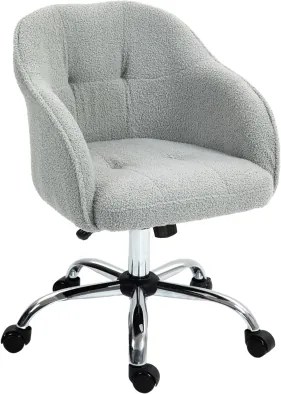 HOMCOM Kancelářská židle Homeoffice, ergonomická kancelářská židle s houpací funkcí, vzhled teddy sametu 56 x 61 x 86 cm šedá