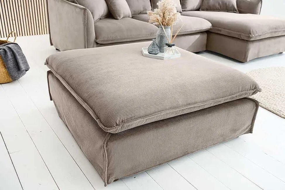 Designový taburet Heaven greige manšestr 100cm